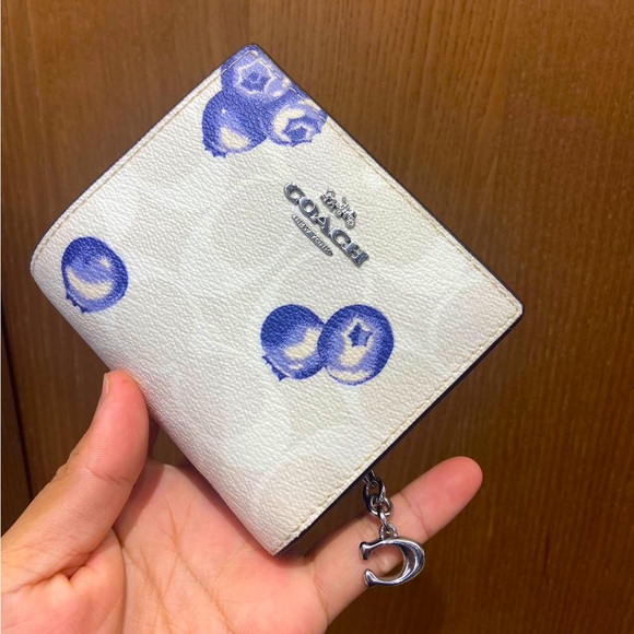 Coach | Bags | Coach Snap Wallet In Signature Canvas With Blueberry Print Cr94 | Poshmark